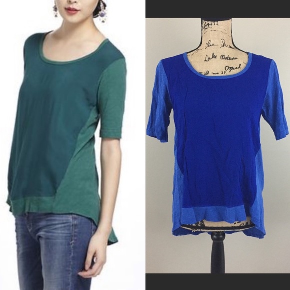 Anthropologie | Tops | Anthropologie Left Of Center High Low Tee Blue S ...